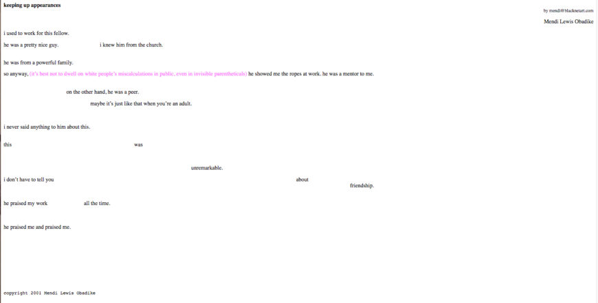 Smarthistory – Art, Race, and the Internet: Mendi + Keith Obadike’s ...